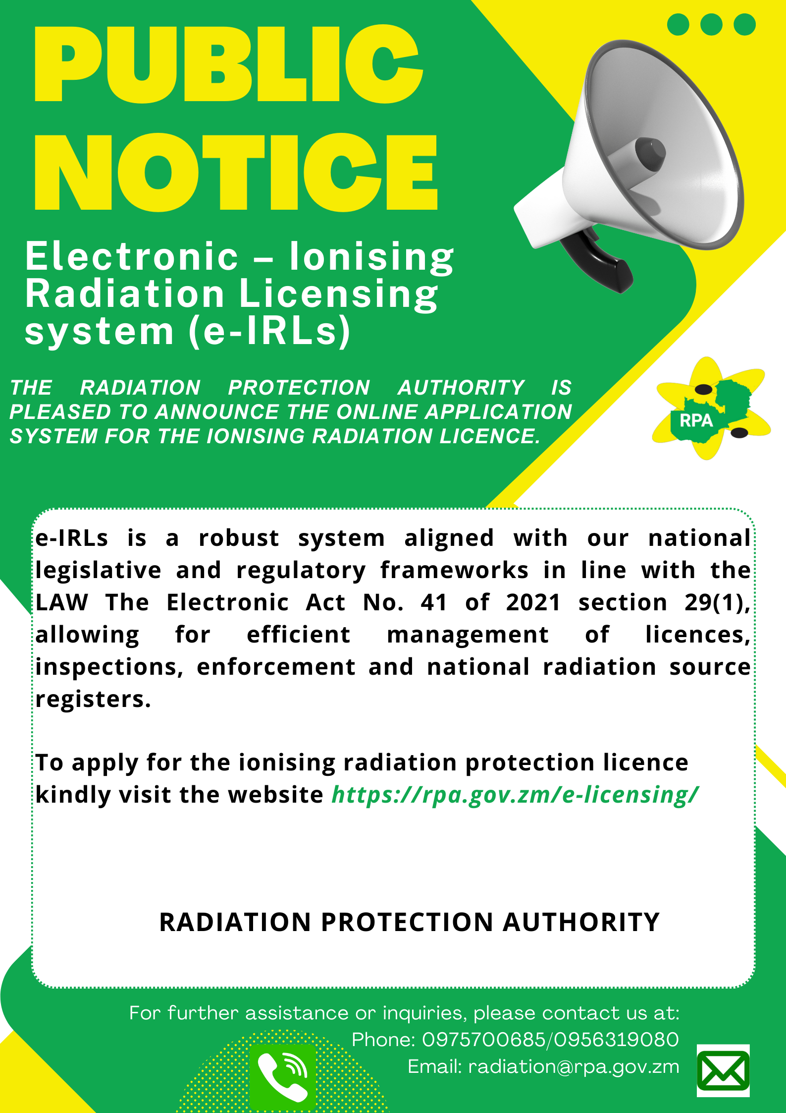 PUBLIC NOTICE – Radiation Protection Authority